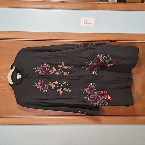 Sundance | Jackets & Coats | Sundance Charcoal Floral Embroidered ...